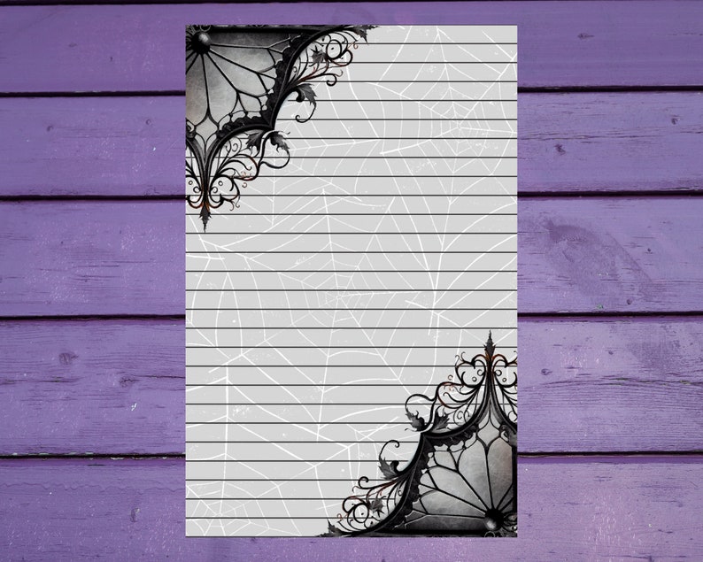 Gothic Spiderweb Letter Writing Paper A5 Stationery Lined/unlined ...
