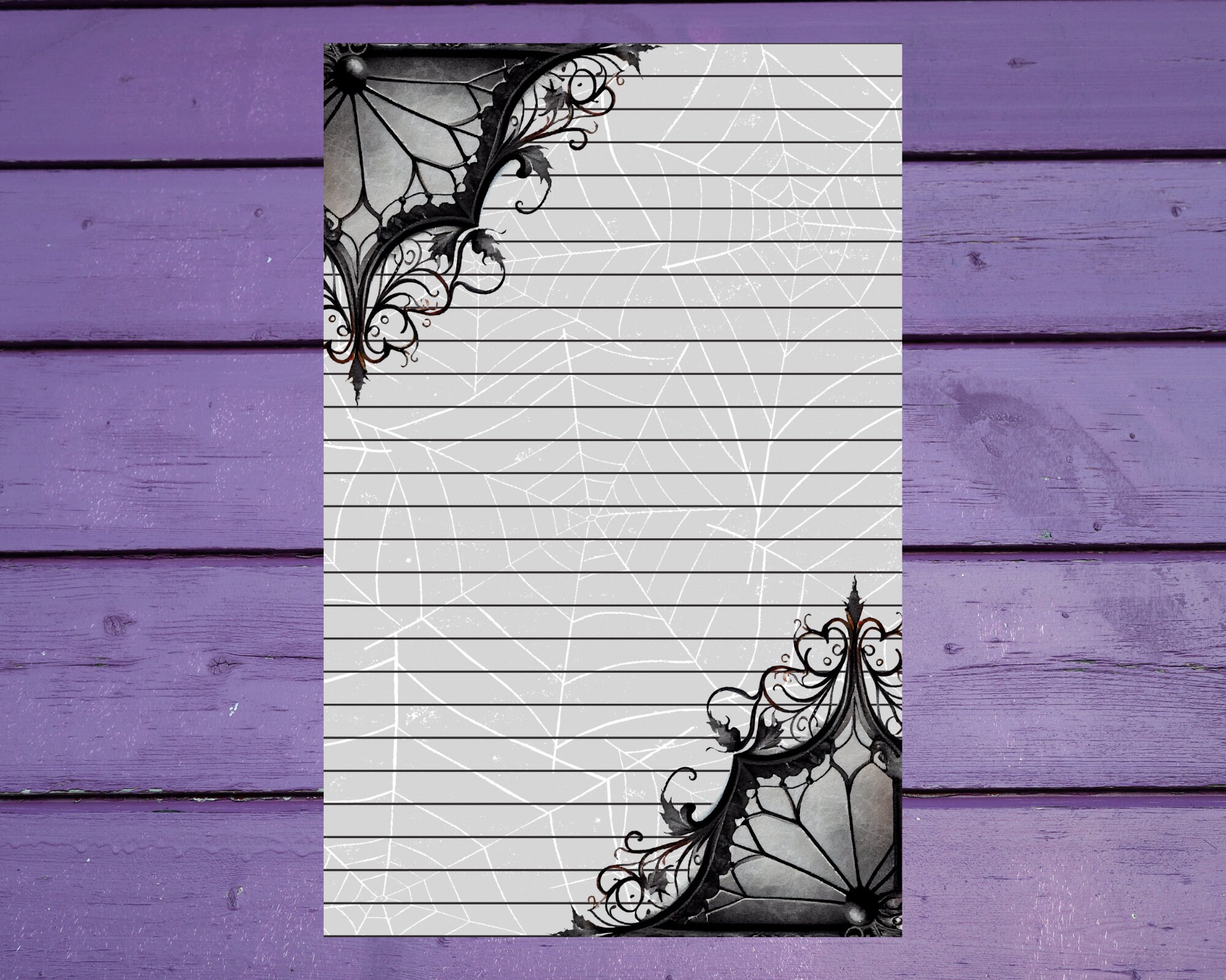 Gothic Spiderweb Letter Writing Paper A5 Stationery Lined/unlined ...