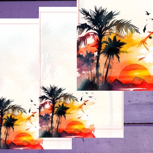 Tropical Sunset Letter Writing Paper A5 Stationery Lined/unlined Penpal ...
