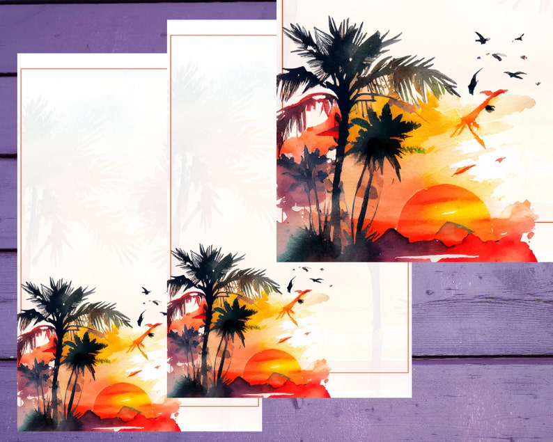 Tropical Sunset Letter Writing Paper A5 Stationery - Etsy