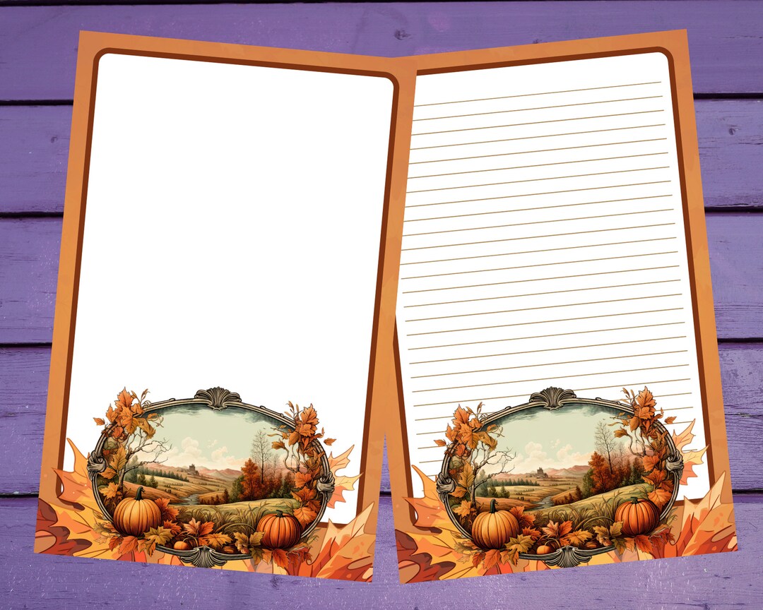 Framed Autumn Letter Writing Paper A5 Stationery Lined/unlined Penpal ...