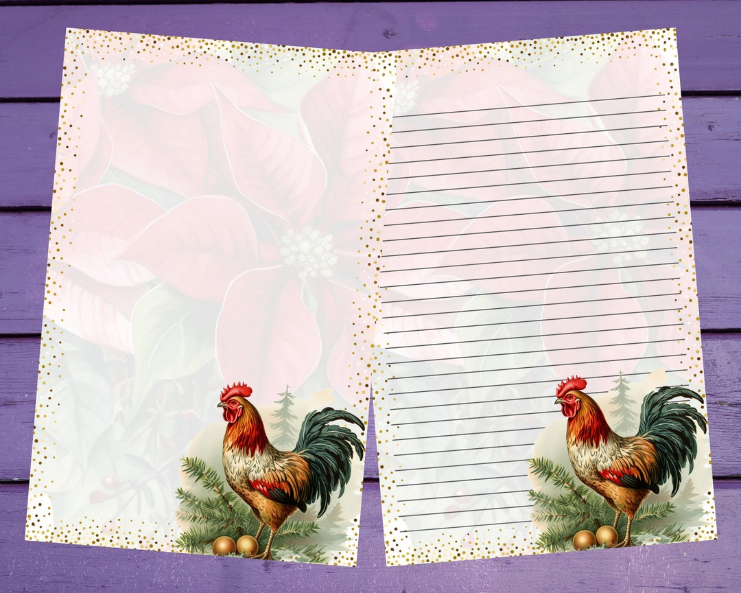 Christmas Chicken Letter Writing Paper A5 Stationery Lined/unlined ...