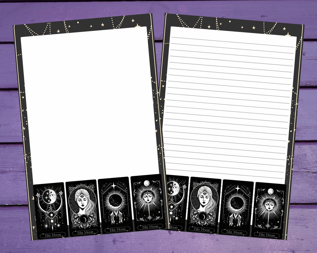 The Moon Tarot Letter Writing Paper A5 Stationery Lined/unlined Penpal ...