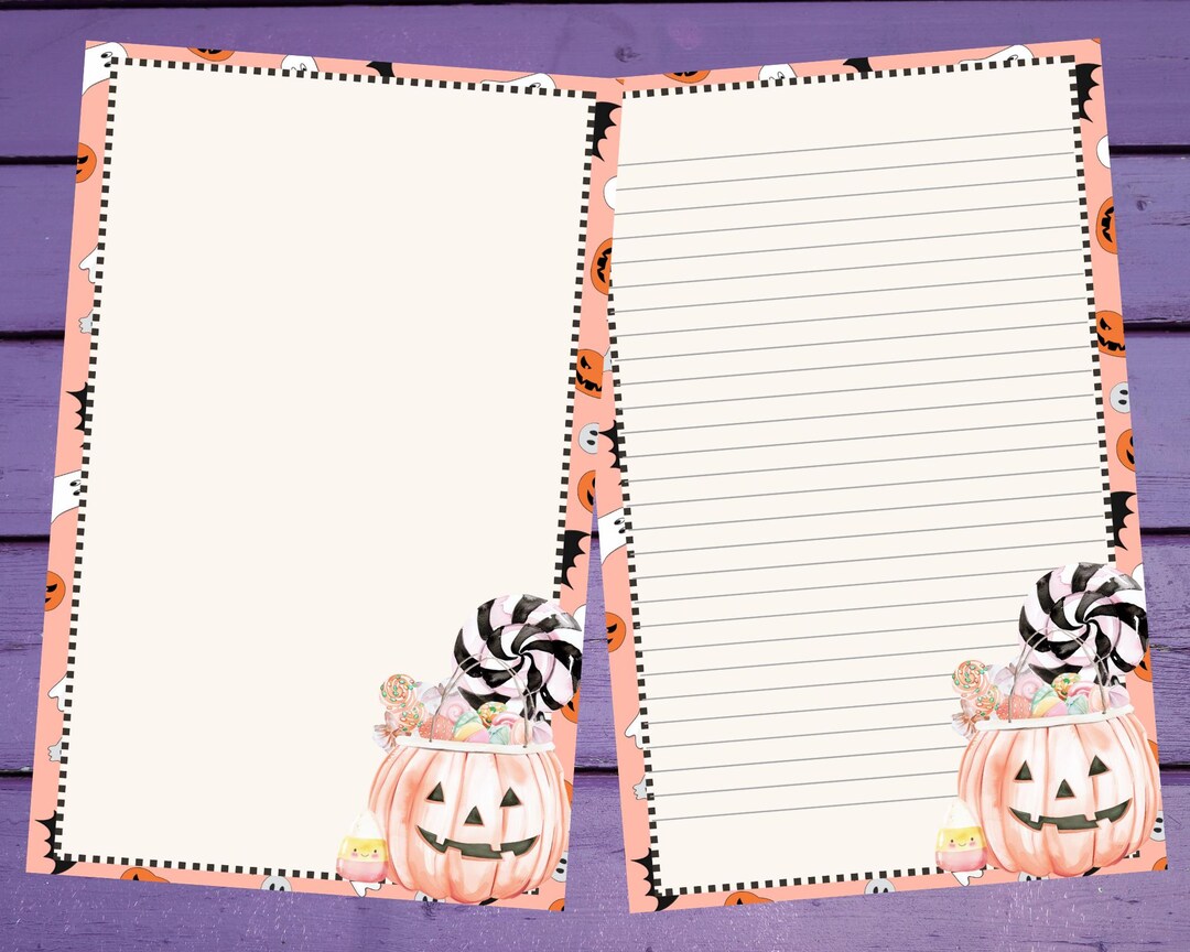 Halloween Candy Letter Writing Paper A5 Stationery Lined/unlined Penpal ...