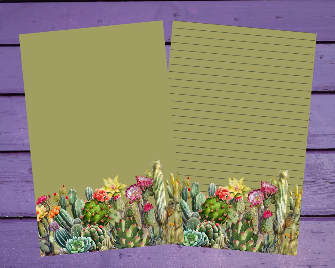 Cacti Letter Writing Paper A5 Stationery Lined/unlined Penpal Supplies ...