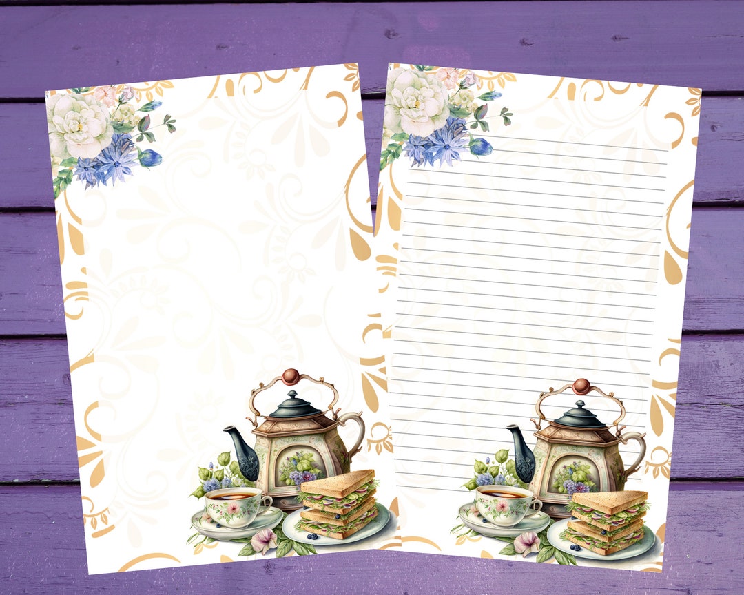 Victorian Tea Time Letter Writing Paper A5 Stationery Lined/unlined ...