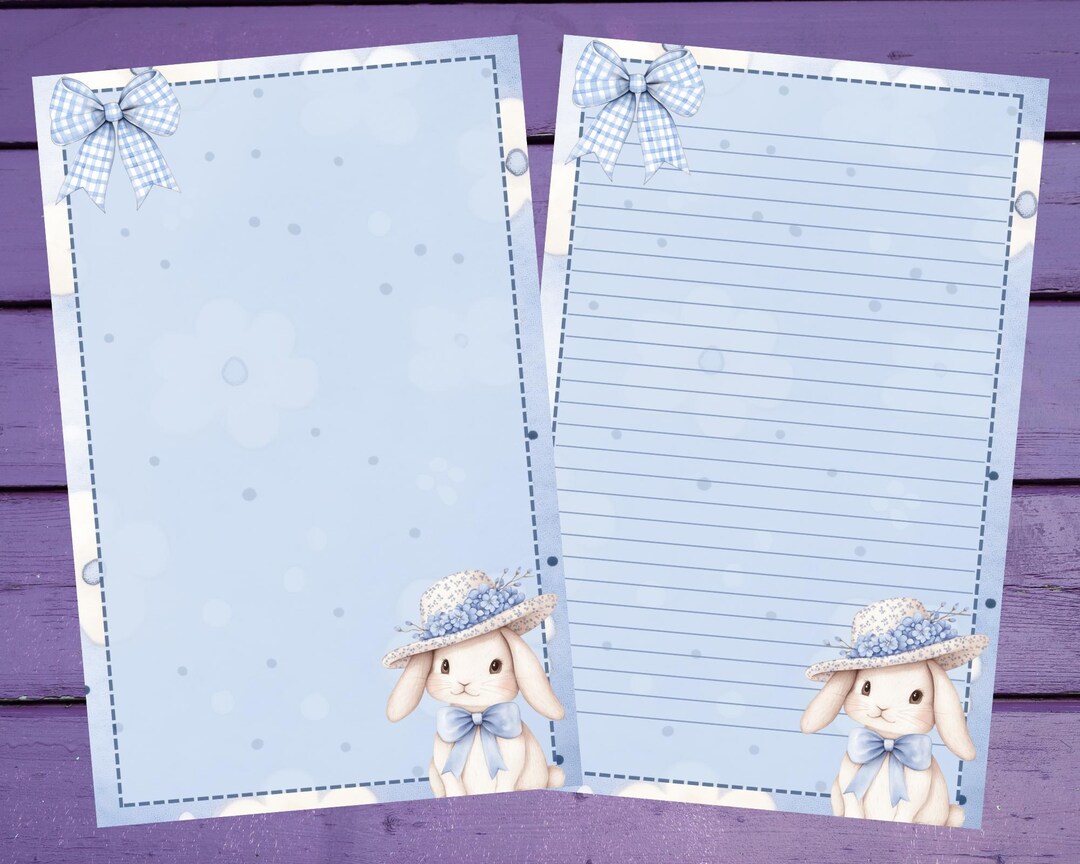 Blue Easter Letter Writing Paper A5 Stationery Lined/unlined Penpal ...