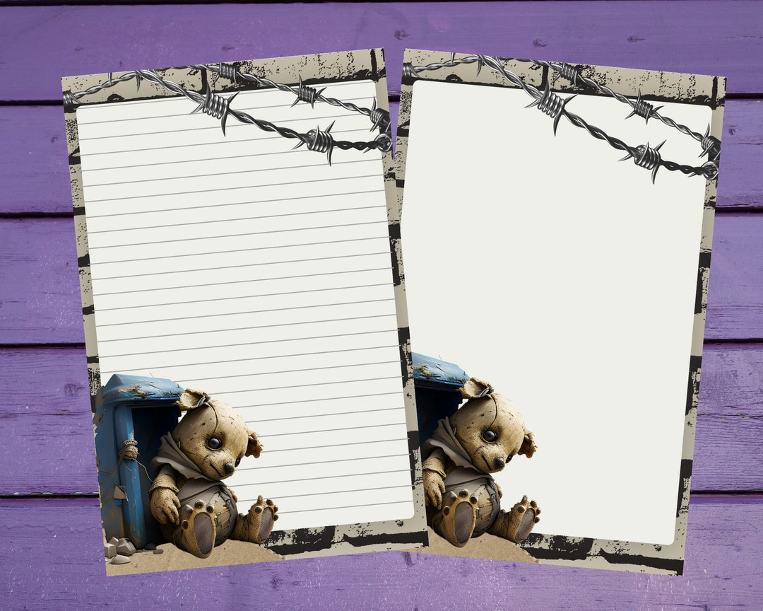Broken Teddy Bear Letter Writing Paper A5 Stationery Lined/unlined ...