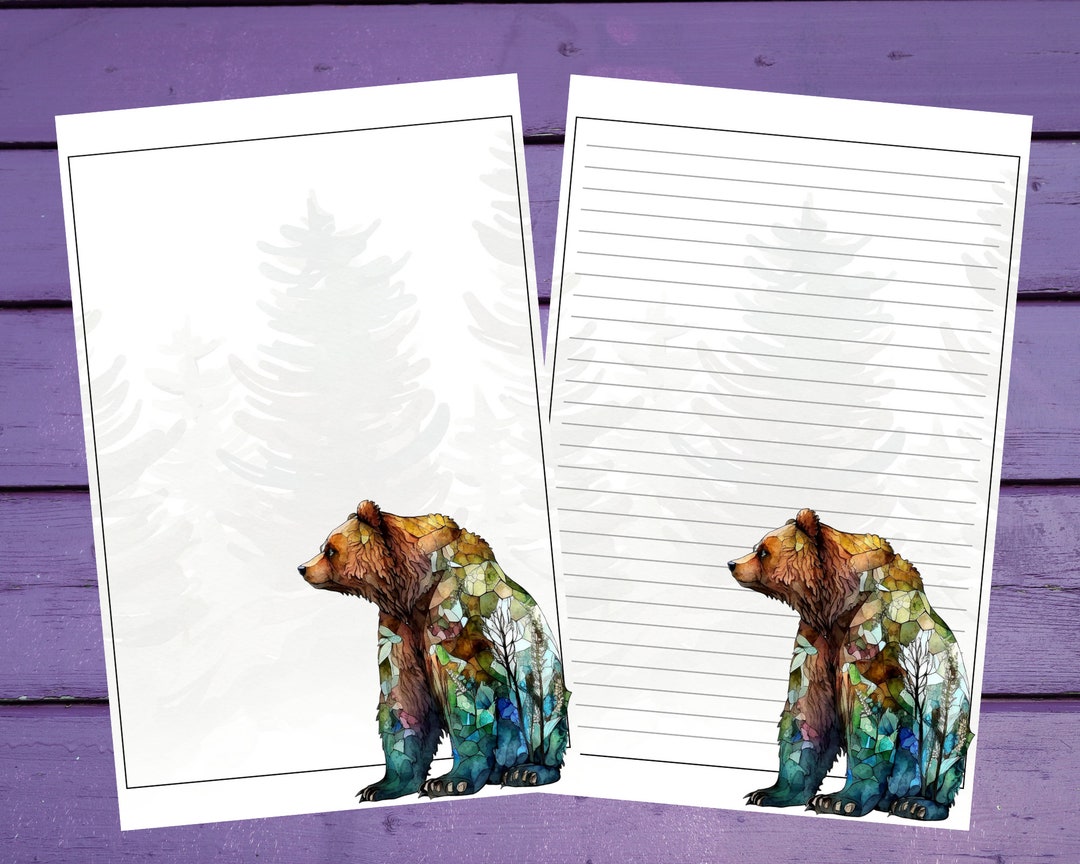 Bear Letter Writing Paper A5 Stationery Lined/unlined Penpal Supplies ...
