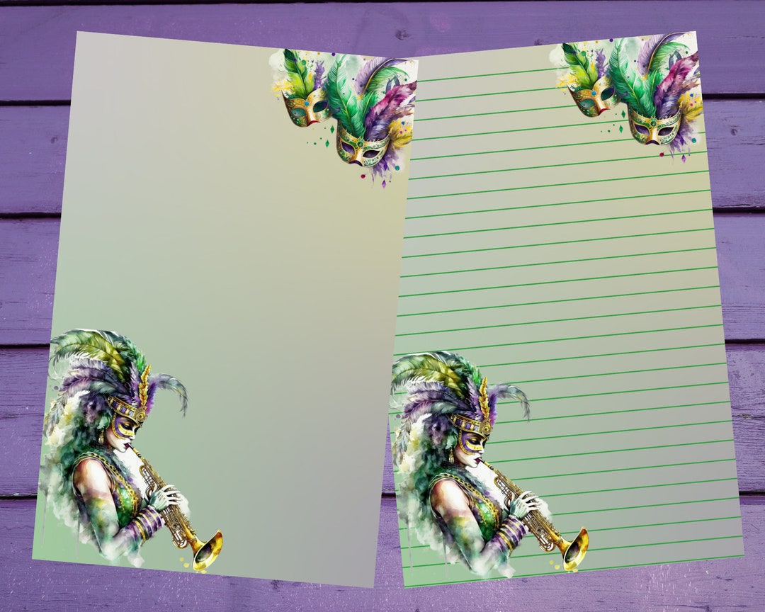 Mardi Gras Letter Writing Paper A5 Stationery Lined/unlined Penpal ...
