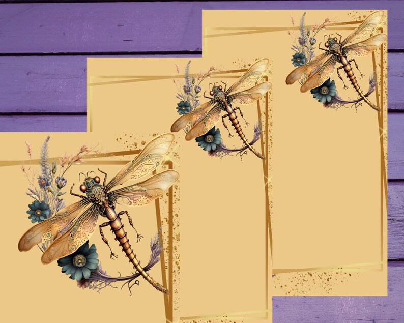 Steampunk Dragonfly Letter Writing Paper A5 Stationery Lined/unlined ...