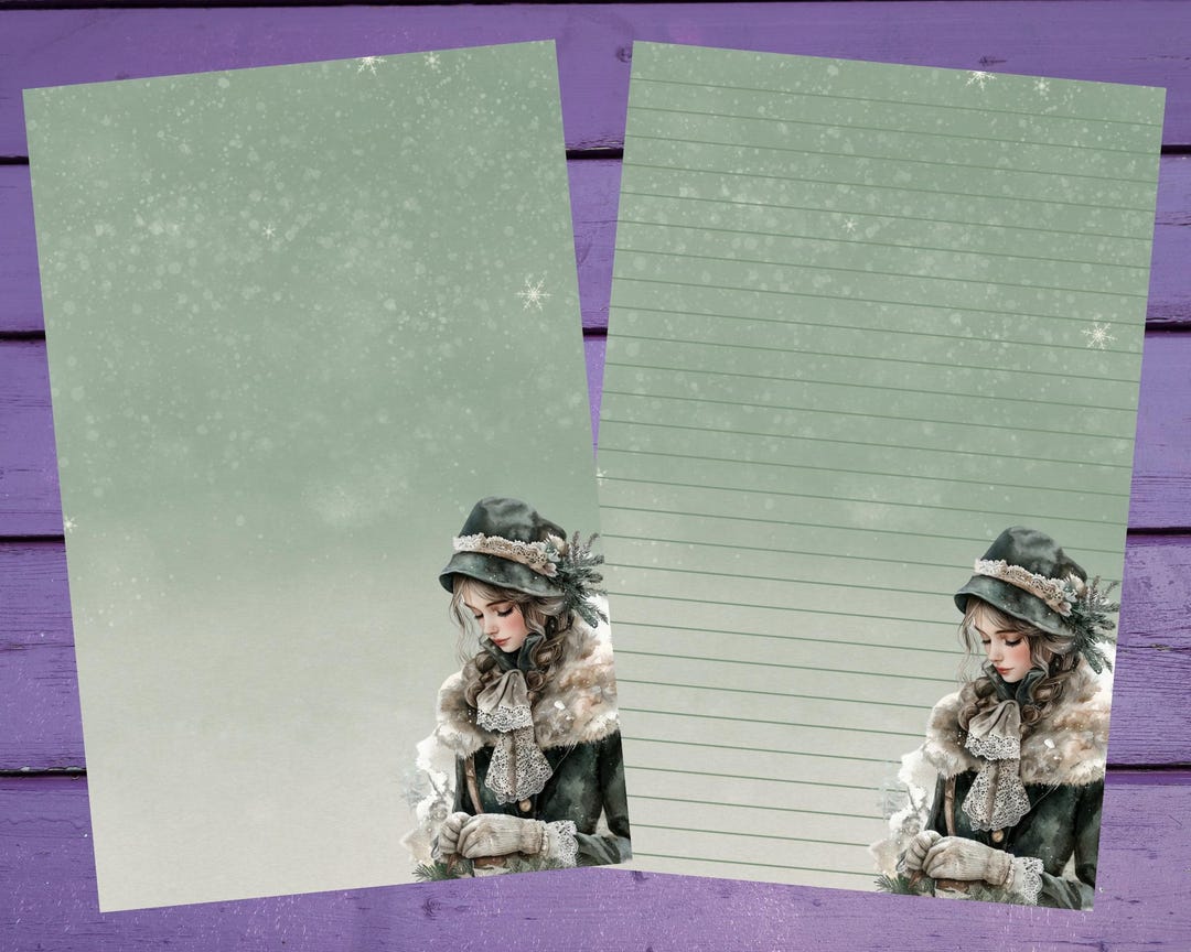 Green Vintage Winter Letter Writing Paper A5 Stationery Lined/unlined ...