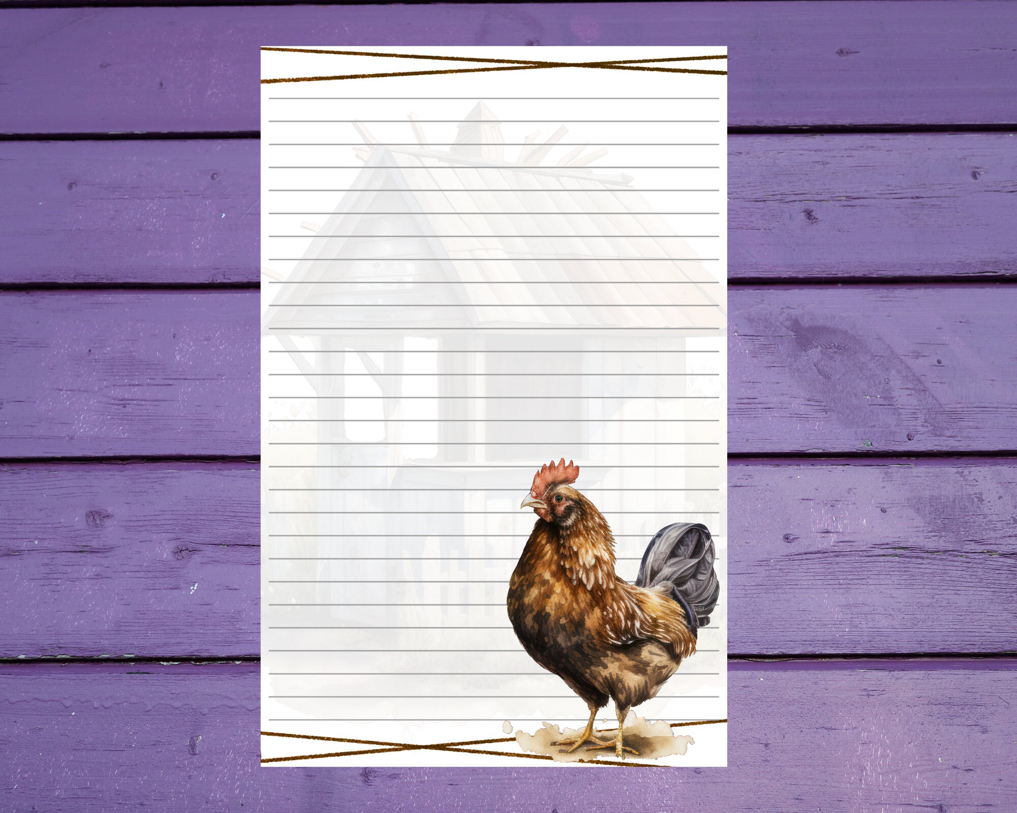 Chicken Letter Writing Paper A5 Stationery Lined/unlined Penpal ...