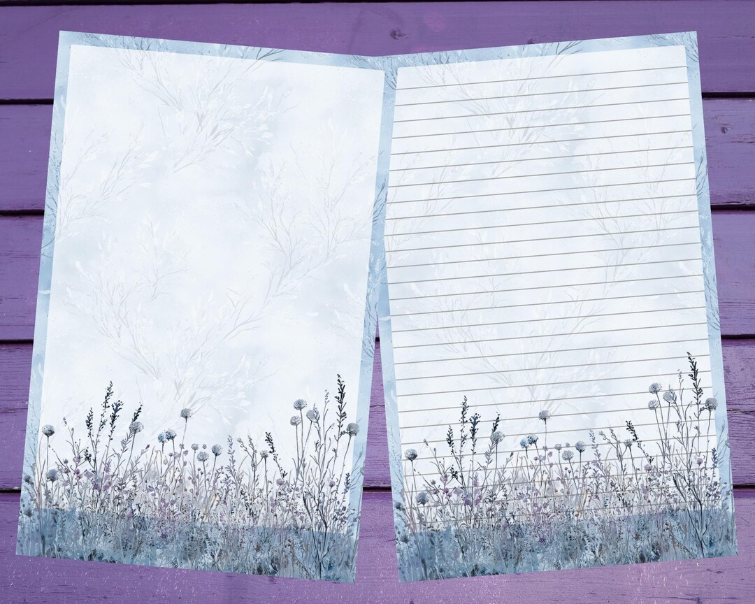 Frosty Wildflowers Letter Writing Paper A5 Stationery Lined/unlined ...