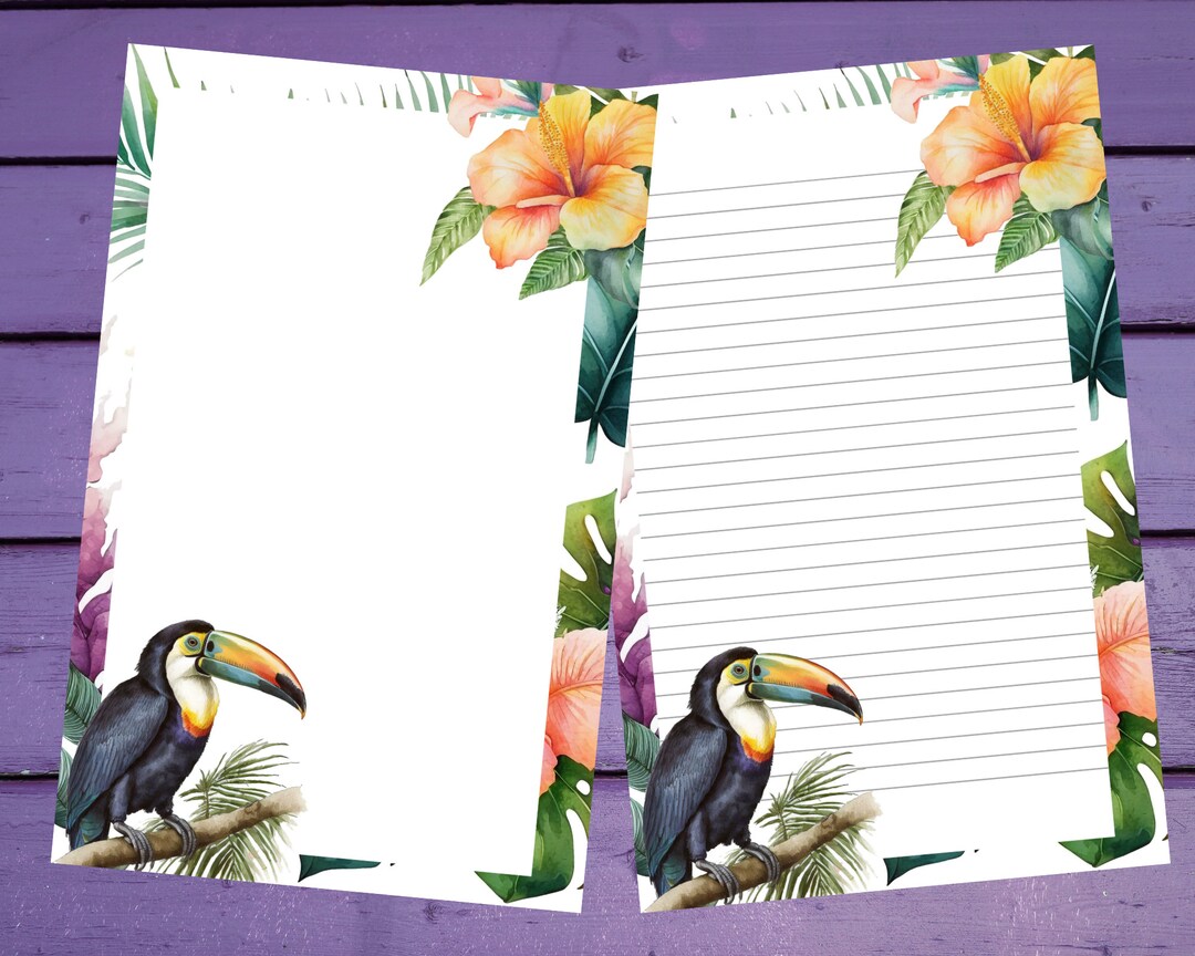Toucan Letter Writing Paper A5 Stationery Lined/unlined Penpal Supplies ...
