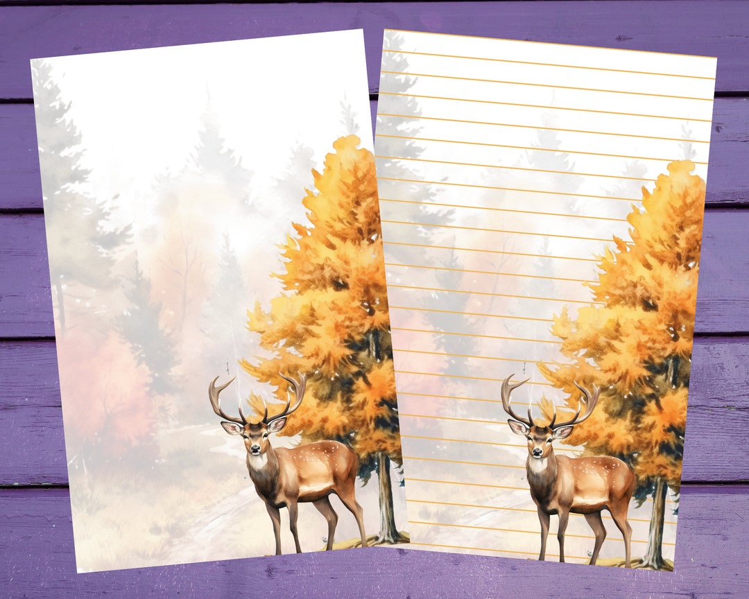 Autumn Deer Letter Writing Paper A5 Stationery Lined/unlined Penpal ...