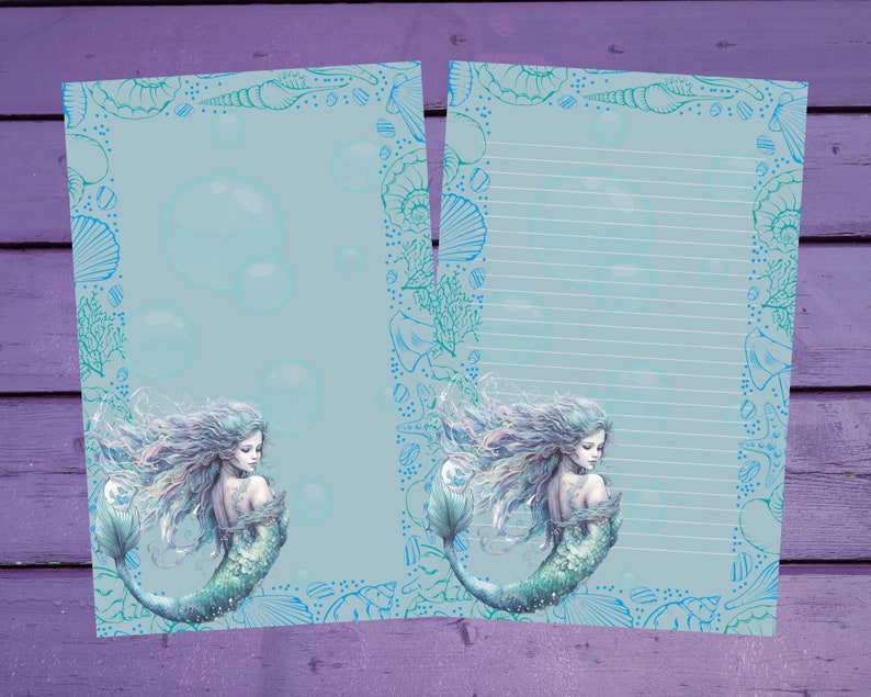 Mermaid Letter Writing Paper A5 Stationery Lined/unlined - Etsy