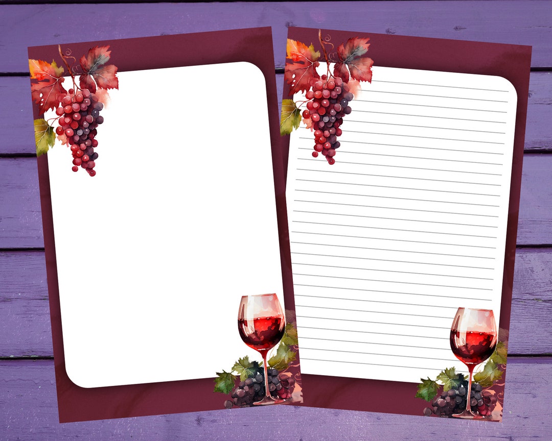 Red Wine Letter Writing Paper A5 Stationery Lined/unlined Penpal ...