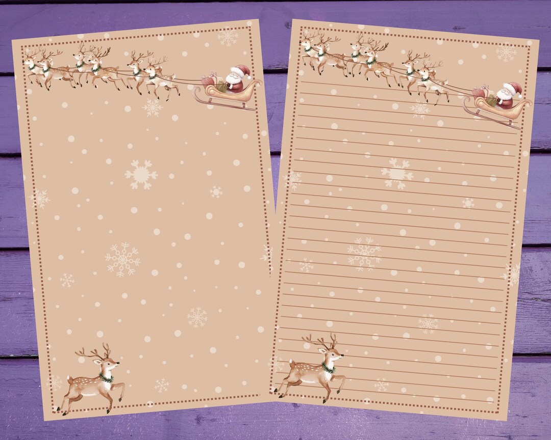 Reindeer Letter Writing Paper A5 Stationery Lined/unlined Penpal ...