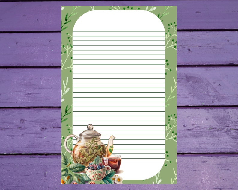 Herbal Tea Letter Writing Paper A5 Stationery Lined/unlined Penpal ...