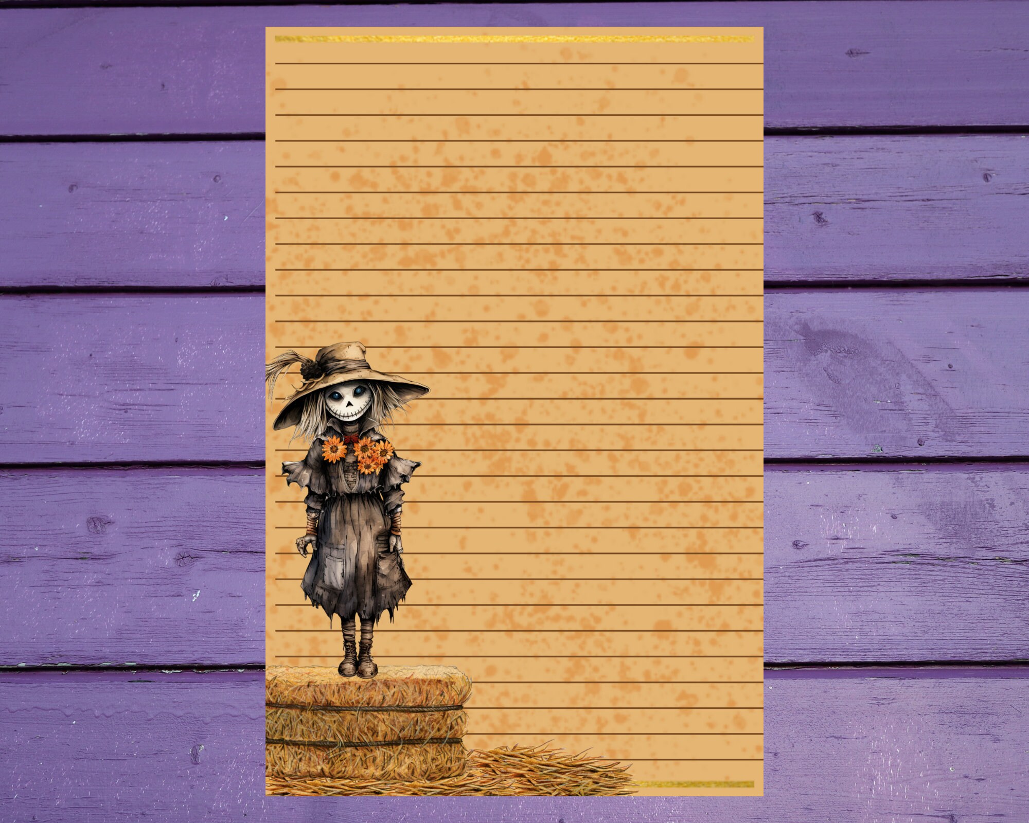 Spooky Scarecrow Letter Writing Paper A5 Stationery Lined/unlined ...