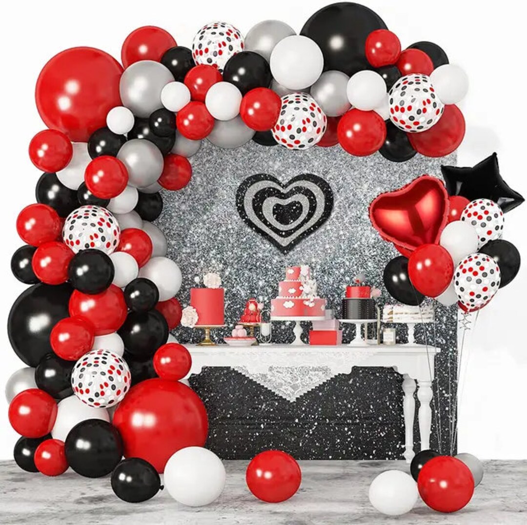 115pcs Black Red Balloon Arch Kit for Baby Showers, Birthdays, Weddings ...
