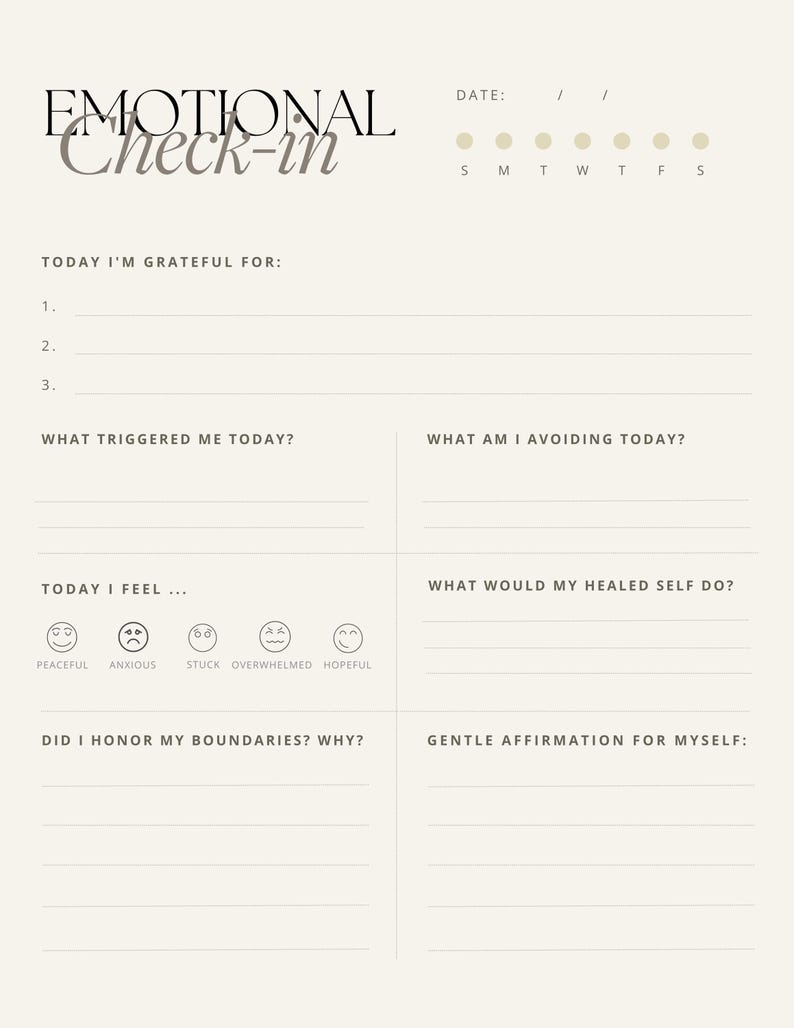 Emotional Debrief Template – Daily Digital Journal (PDF) - Etsy