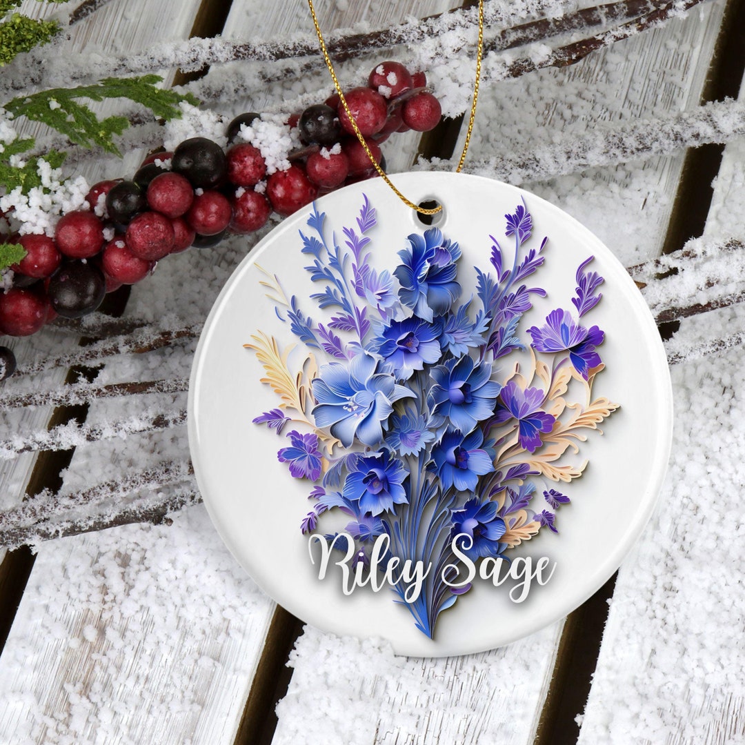July Birth Month Flower Ornament, Paper Larkspur Birthday Ornament, New ...