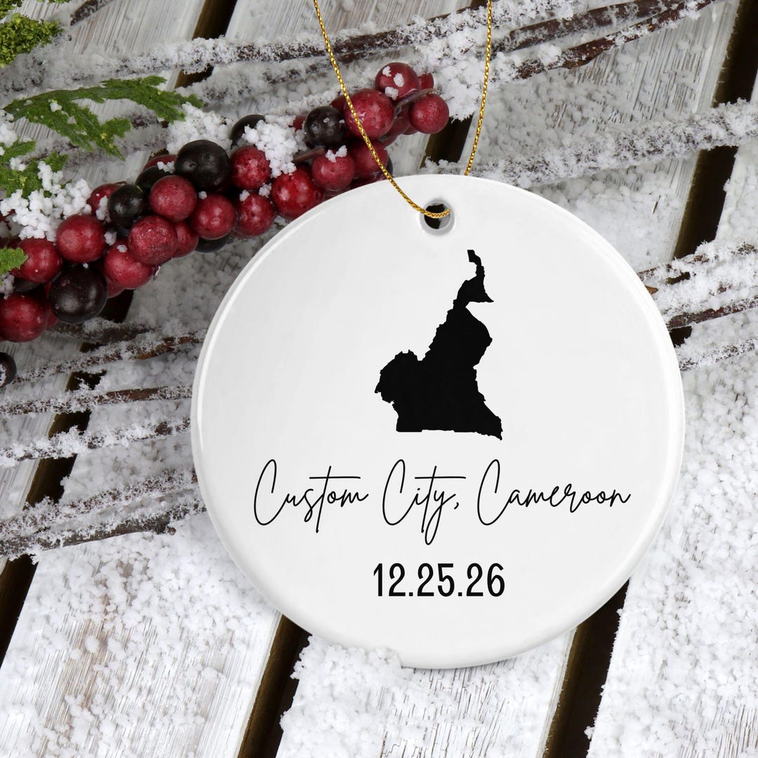 Custom Location City Map Ornament, Cameroon Map Ornament, Family ...