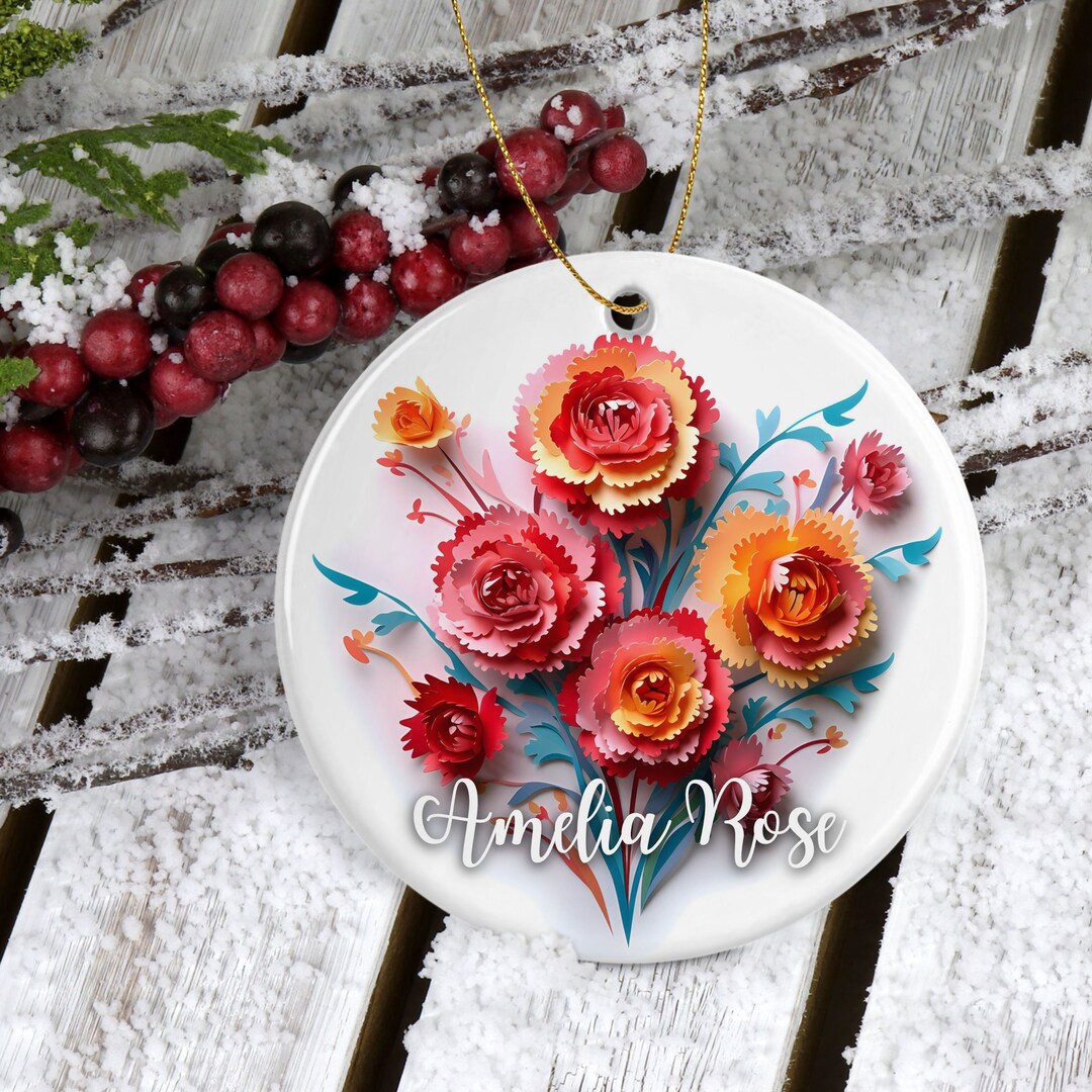January Birth Month Flower Ornament, Paper Art Carnation Ornament, 3D ...