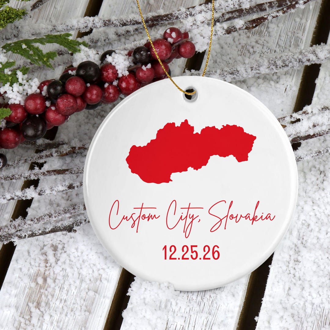 Custom Location City Map Ornament, Slovakia Map Ornament, Family ...