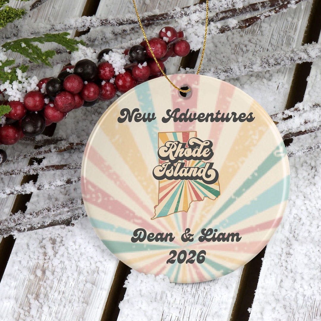Rhode Island State Ornament, Rhode Island Map Ornament, New Home Moving Gift, Family Vacation ...