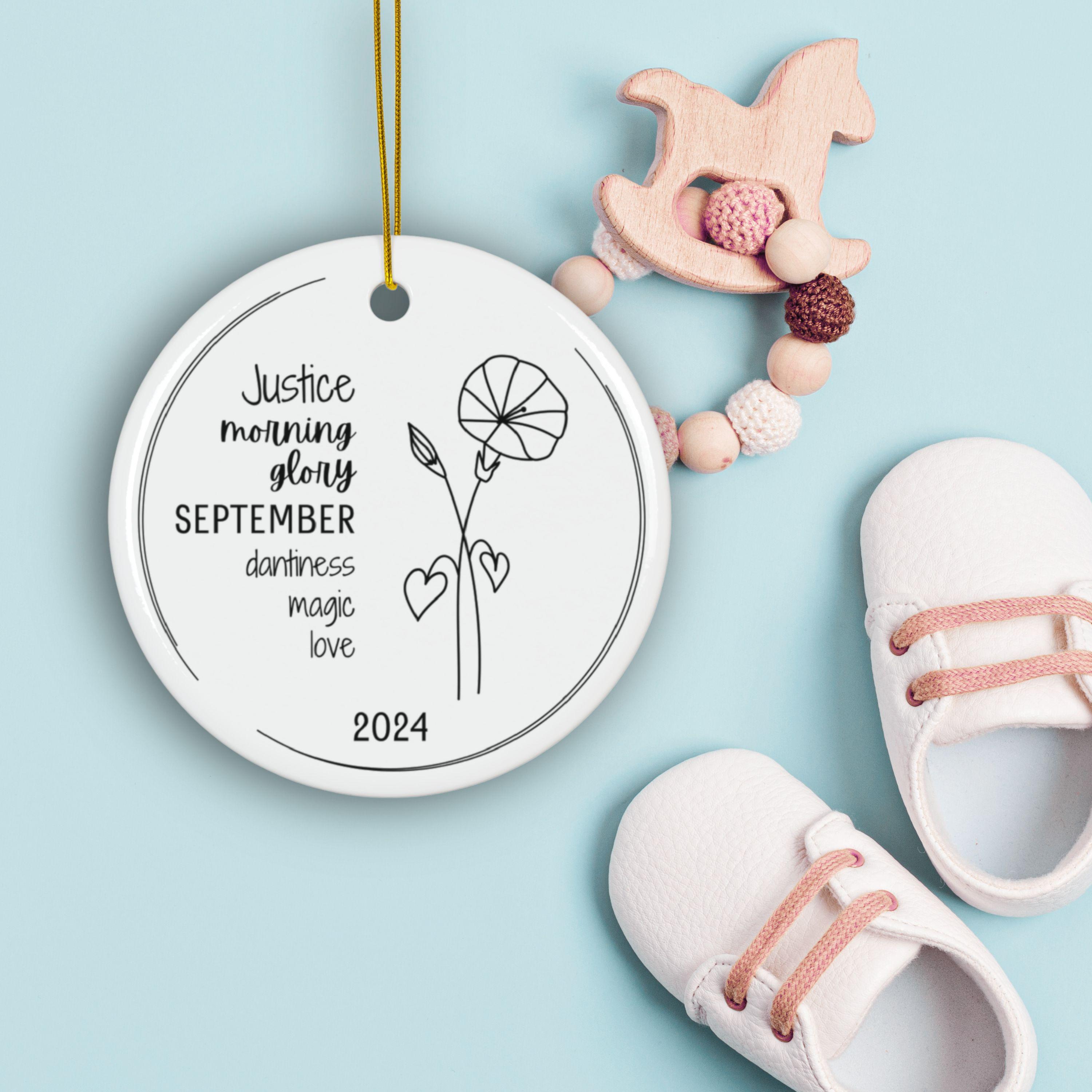 Birth Month Flower Ornament, Minimalist Line Art Flowers Birthday ...