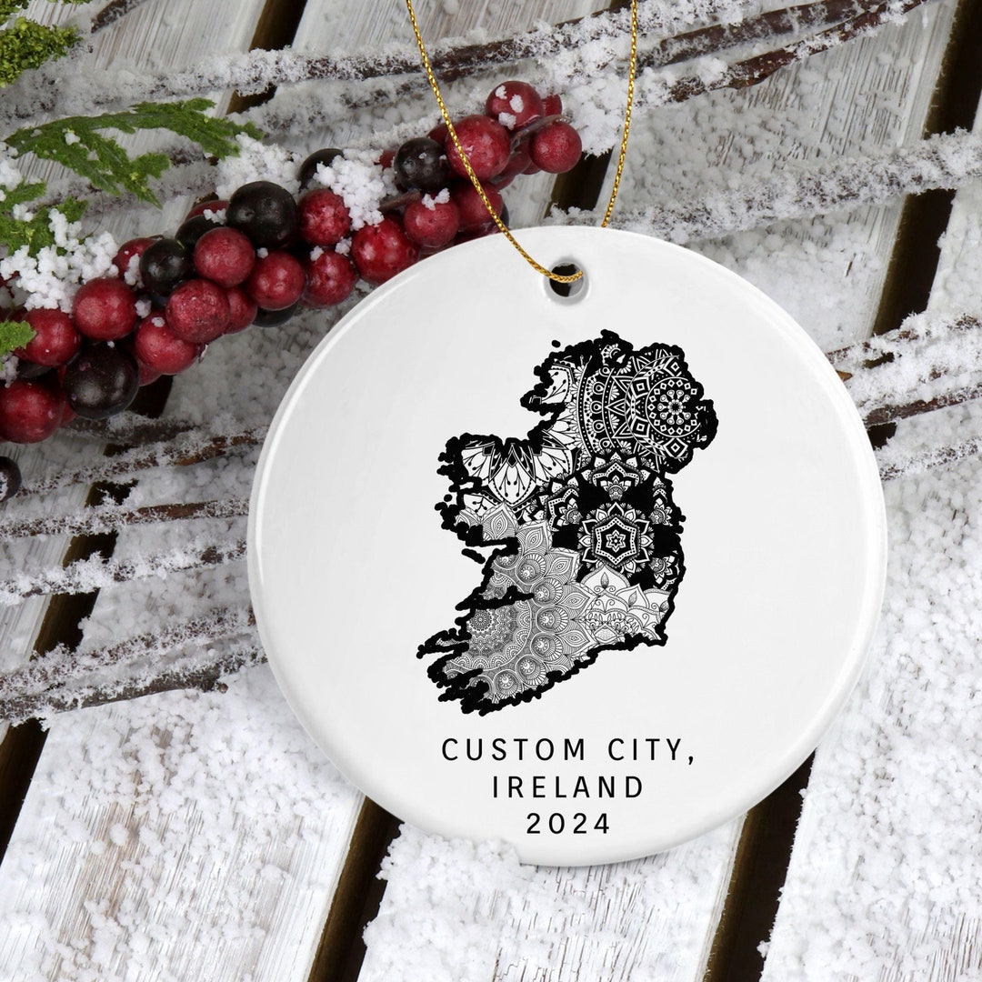 Custom City Map Ornament, Mandala Ireland Country Map Ornament, Family ...