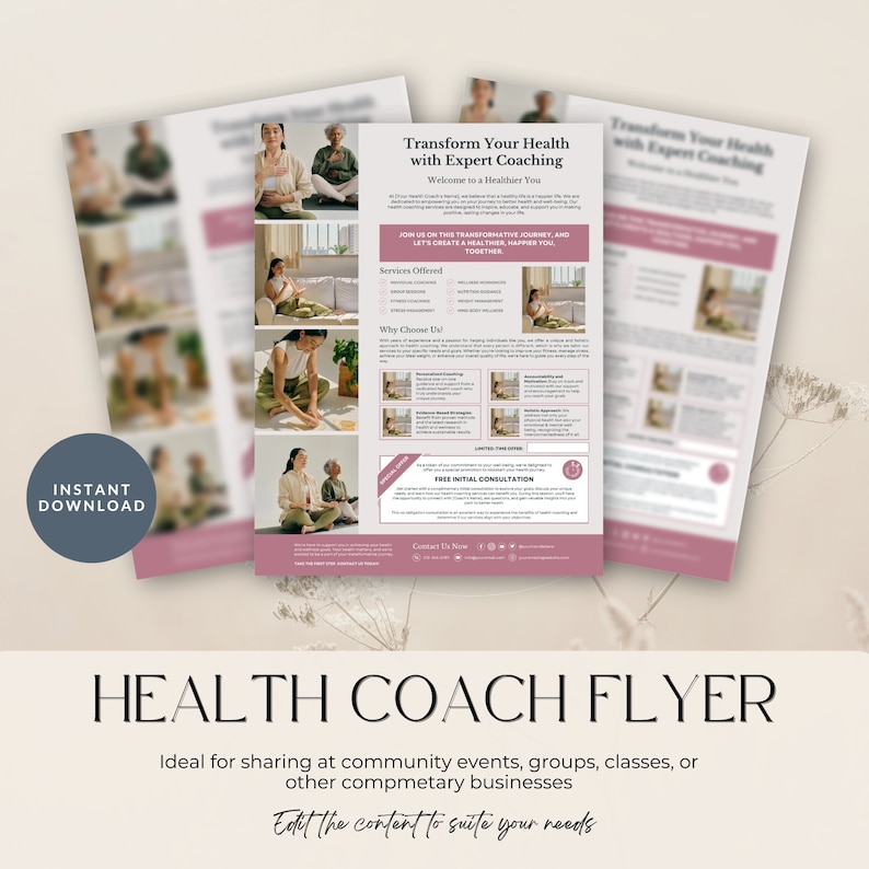 Health Coach Flyer, Nutrition Coach Flyer, Wellness Coach Flyer, Health ...