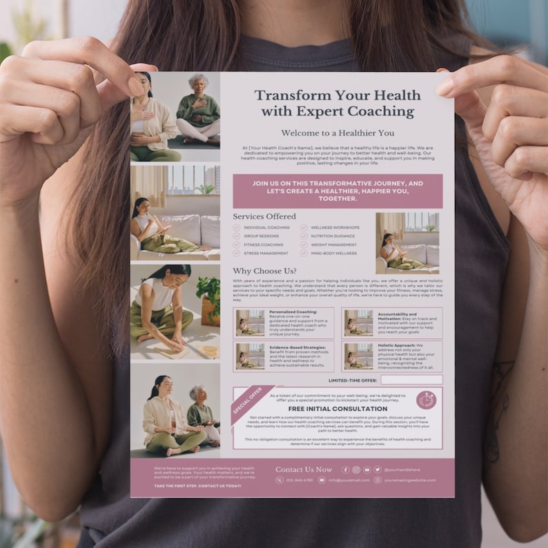 Health Coach Flyer, Nutrition Coach Flyer, Wellness Coach Flyer, Health ...