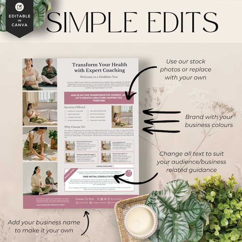 Health Coach Flyer, Nutrition Coach Flyer, Wellness Coach Flyer, Health ...