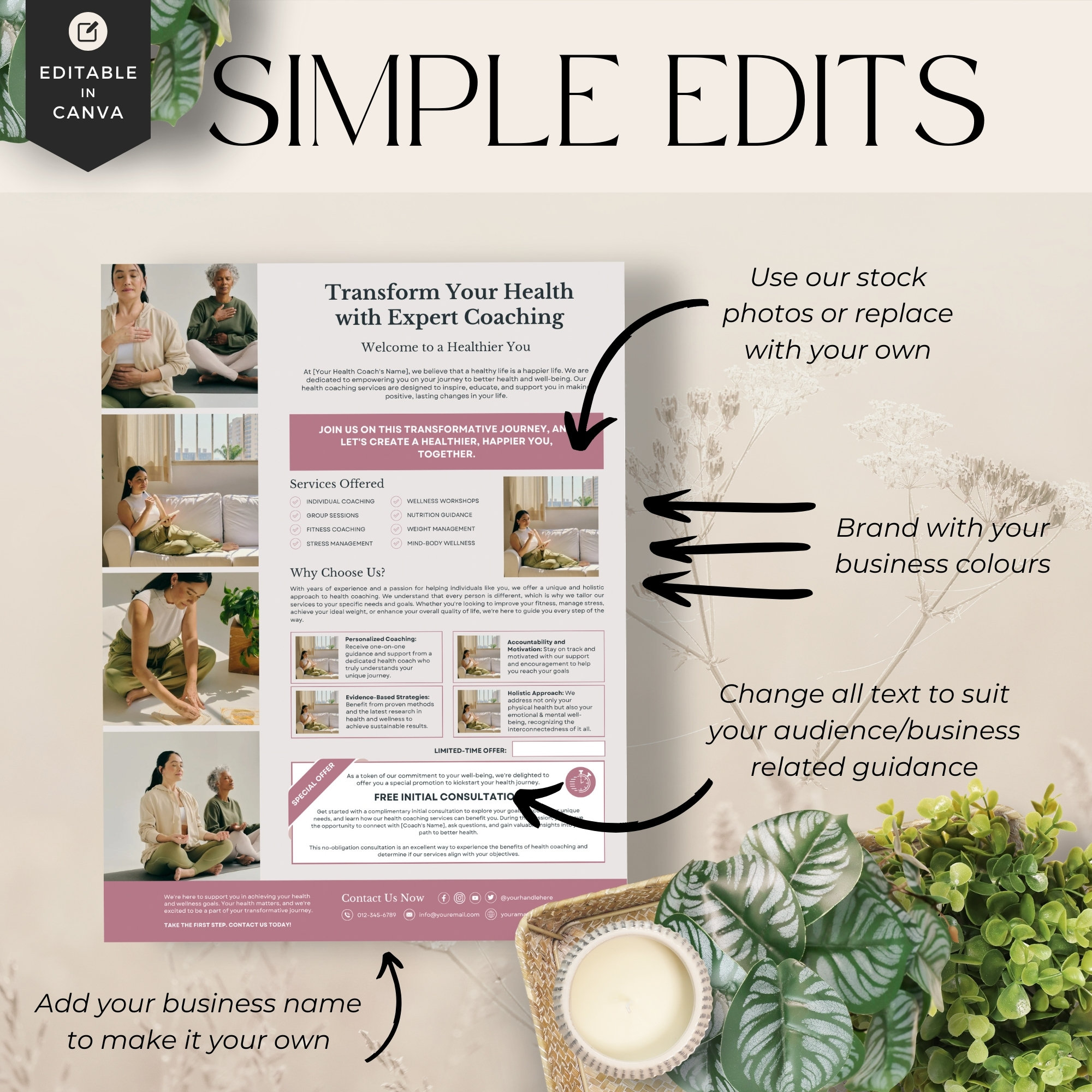 Health Coach Flyer, Nutrition Coach Flyer, Wellness Coach Flyer, Health ...