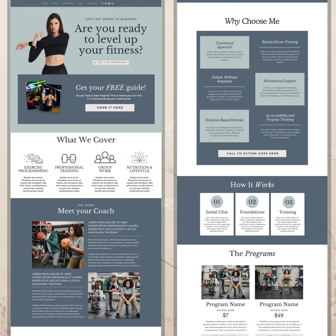 Personal Trainer Website Template, Fitness Coach Landing Page, Personal ...