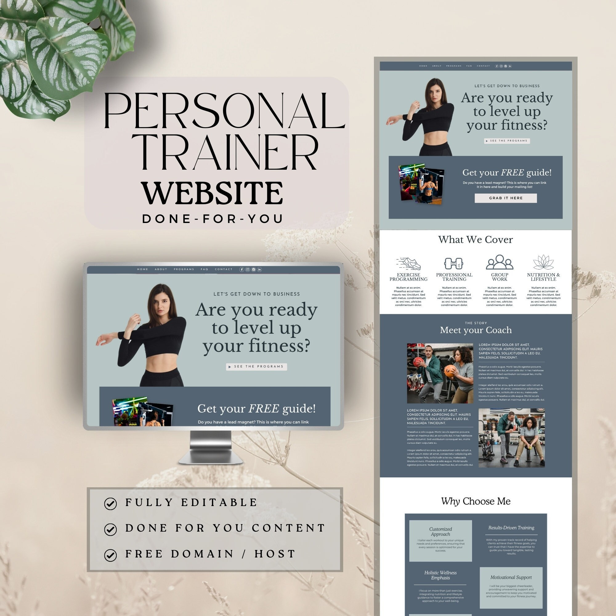 Personal Trainer Website Template Fitness Coach Landing Page - Etsy UK