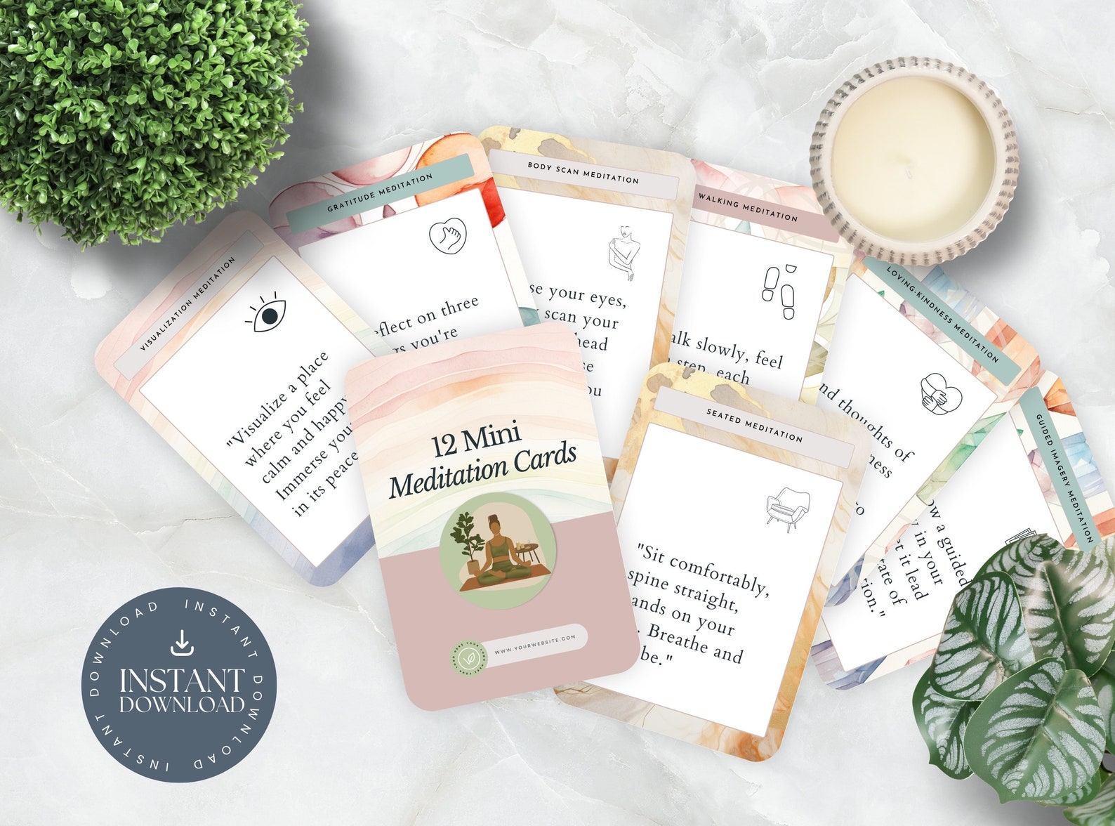 Meditation Cards, Mini Meditation Script Bundle, Guided Meditation ...