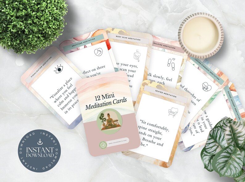 Meditation Cards, Mini Meditation Script Bundle, Guided Meditation ...