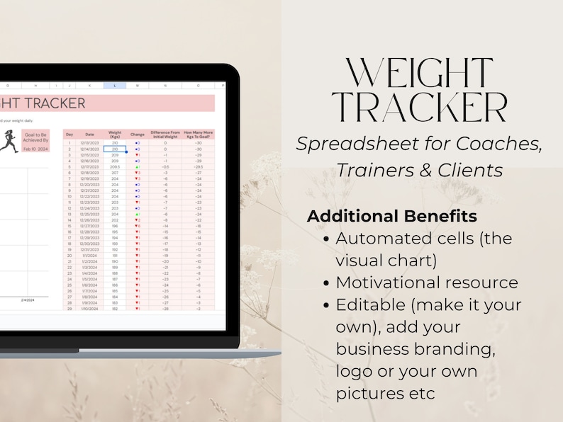Weight Tracker Spreadsheet Google Sheets, Weight Loss Planner, Daily ...