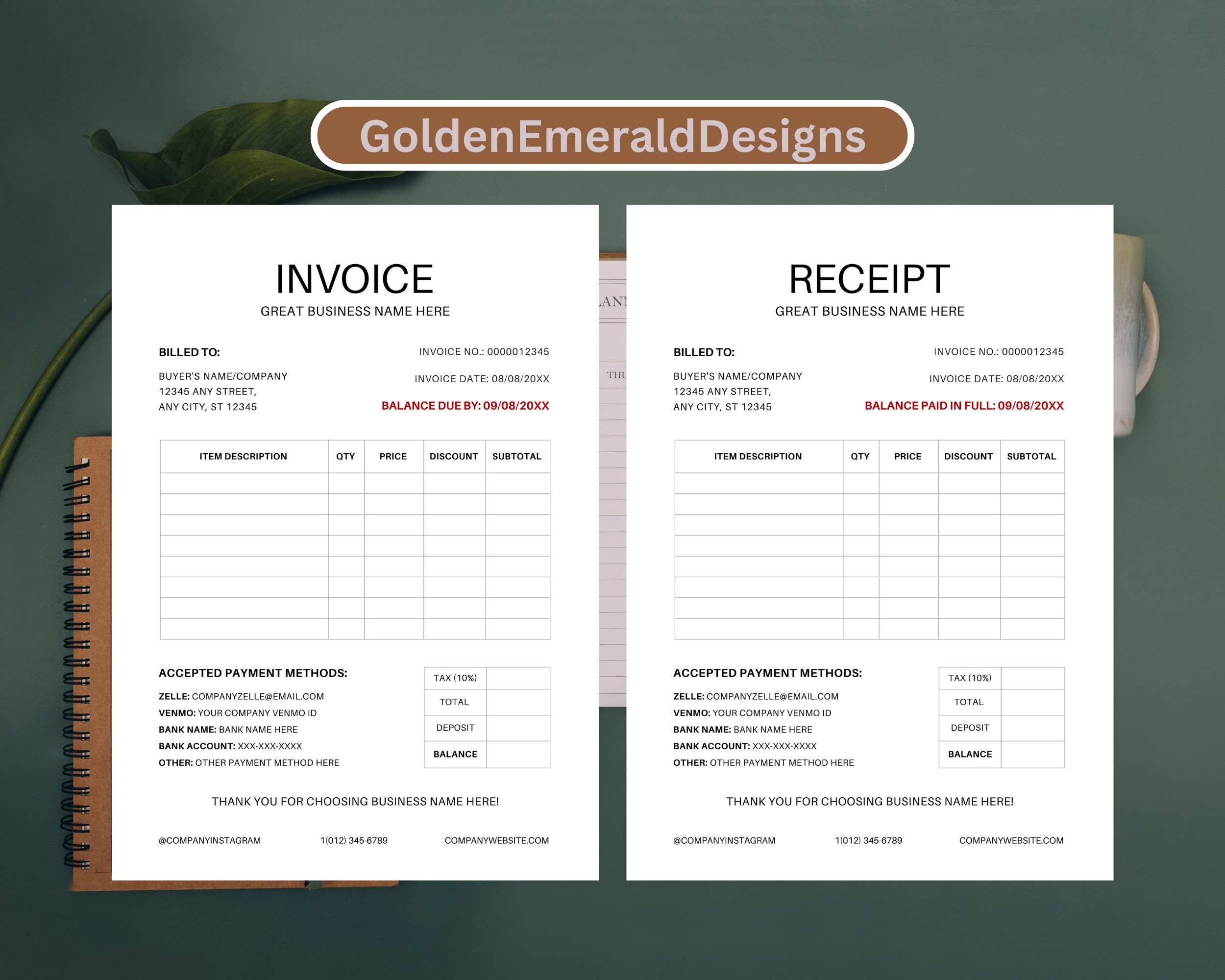 A4 Invoice Template, Business Invoice, Printable Invoice, Editable ...