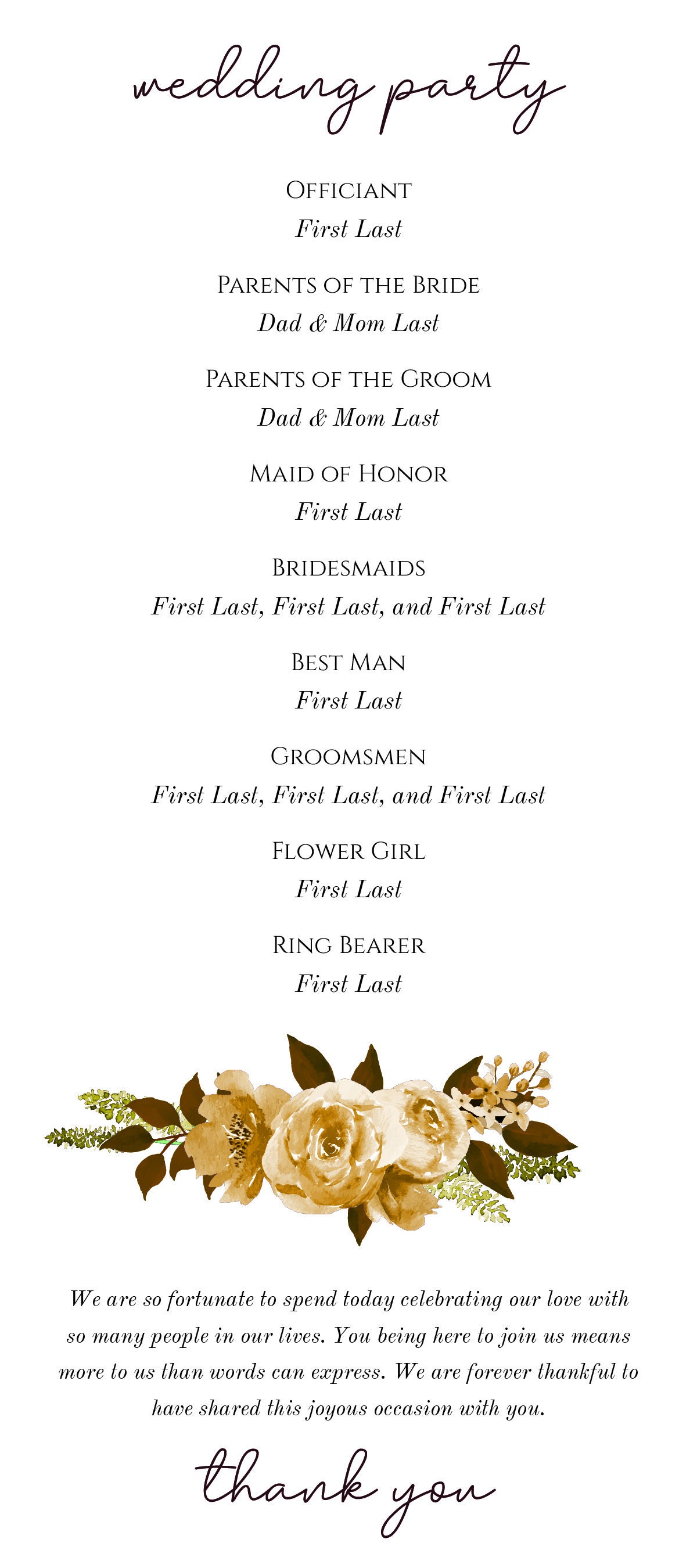 Ceremony Program Digital Download Editable Wedding Ceremony Program ...