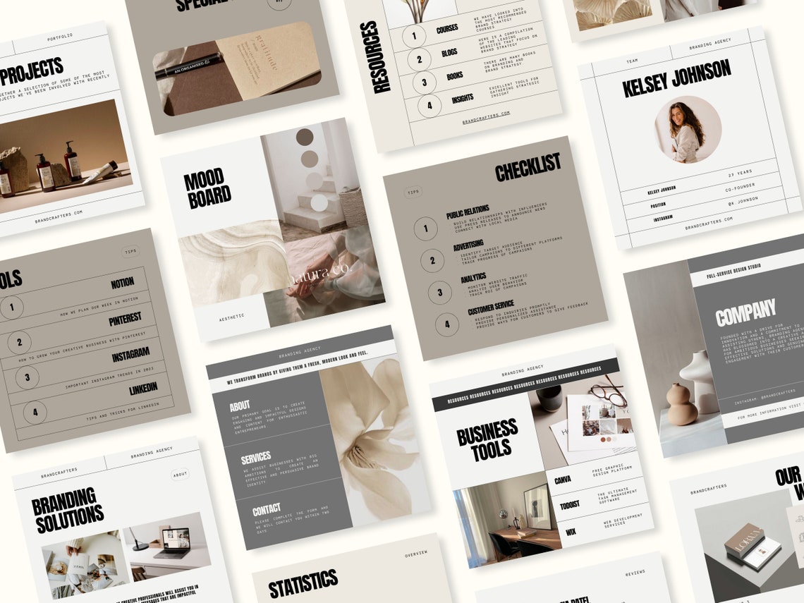 Aesthetic Social Media Kit 40 Editable Templates for Instagram and ...