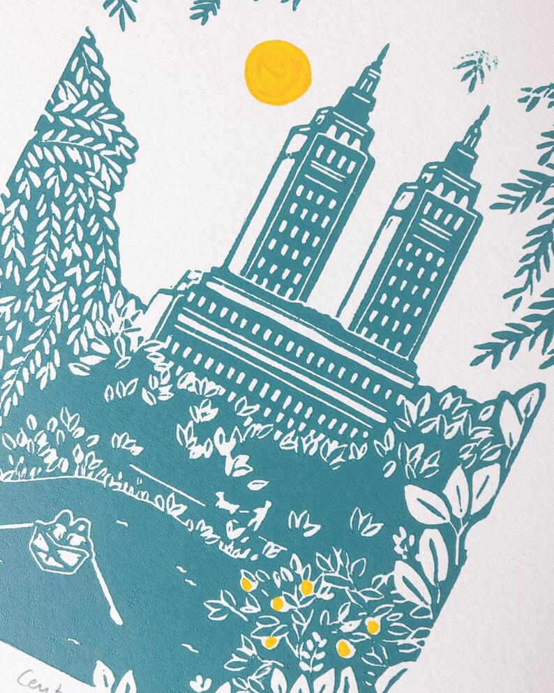Central Park - Original Linocut Print - New York Wall Art, Limited ...