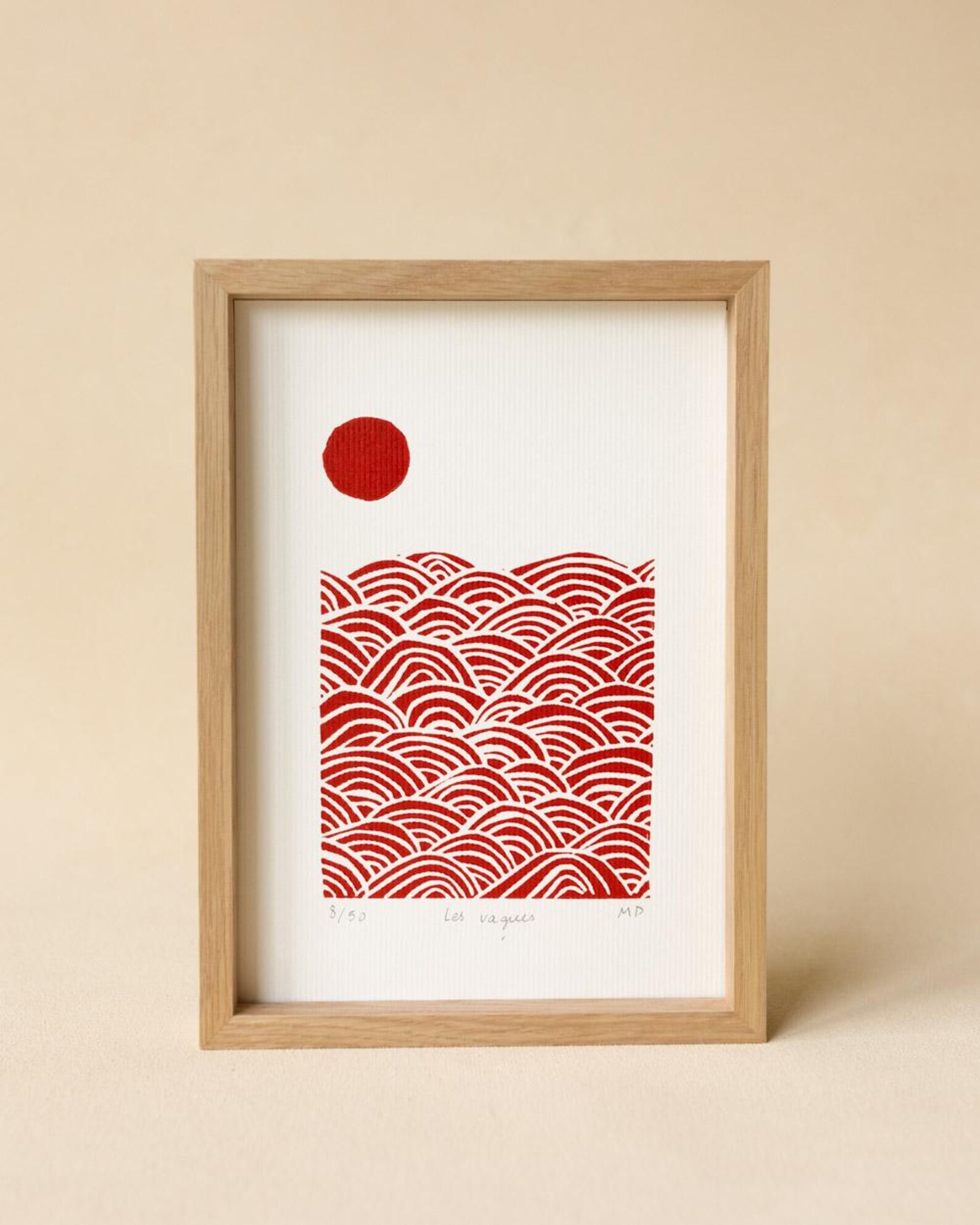 Japanese Wave Linocut Print - Hand-printed A5 Wall Art - Etsy