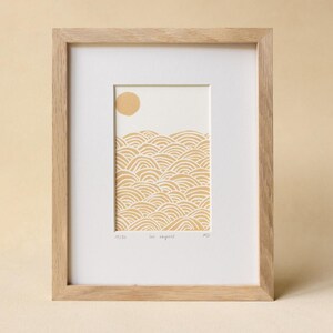 Japanese Wave Linocut Print - Hand-printed A5 Wall Art - Etsy