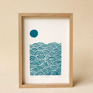 Japanese Wave Linocut Print - Hand-printed A5 Wall Art - Etsy